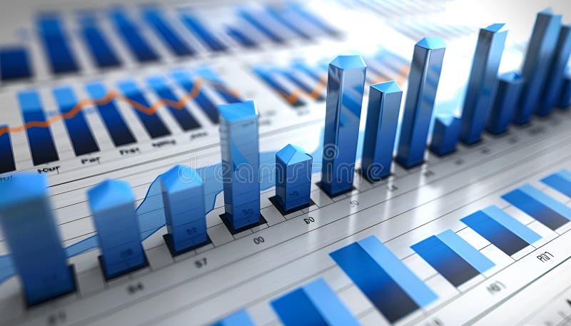Preparing Report. Blue Graphs and Charts Stock Illustration ...