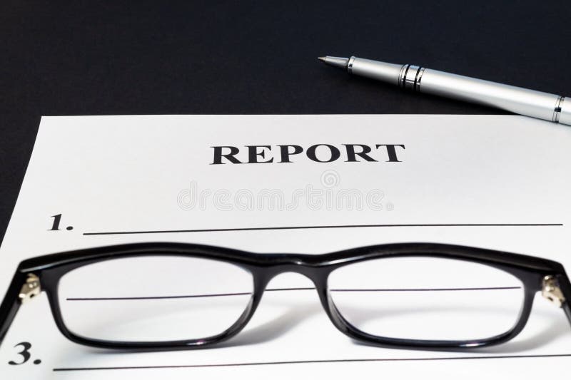 We are Preparing a Report - a Form To Fill in on a Black Table Stock ...