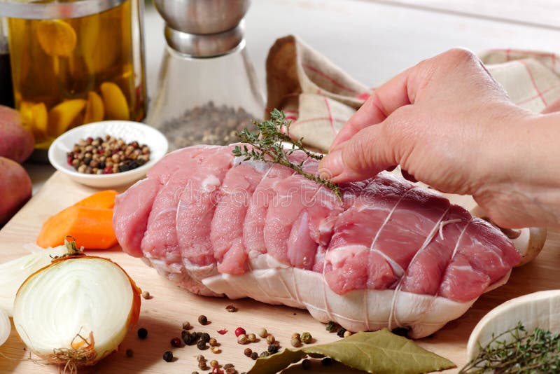 Preparing Roast Pork for Cooking Stock Image - Image of closeup, loin ...
