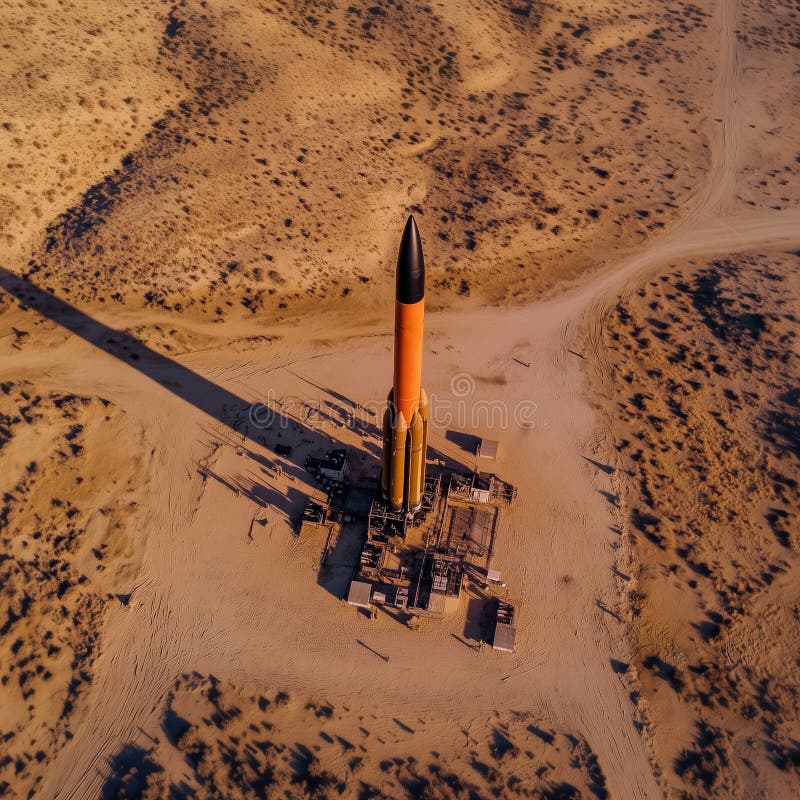 Preparing for a Rocket Launch at a Military Base in the Desert. Stock ...