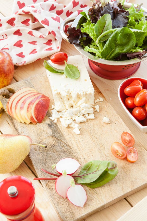 Preparing Salad with Fresh Ingredients Stock Image - Image of produce ...