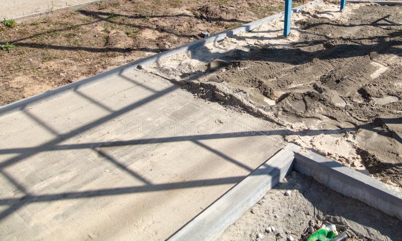 Preparing the Soil for Laying Paving Slabs. Stock Image - Image of ...