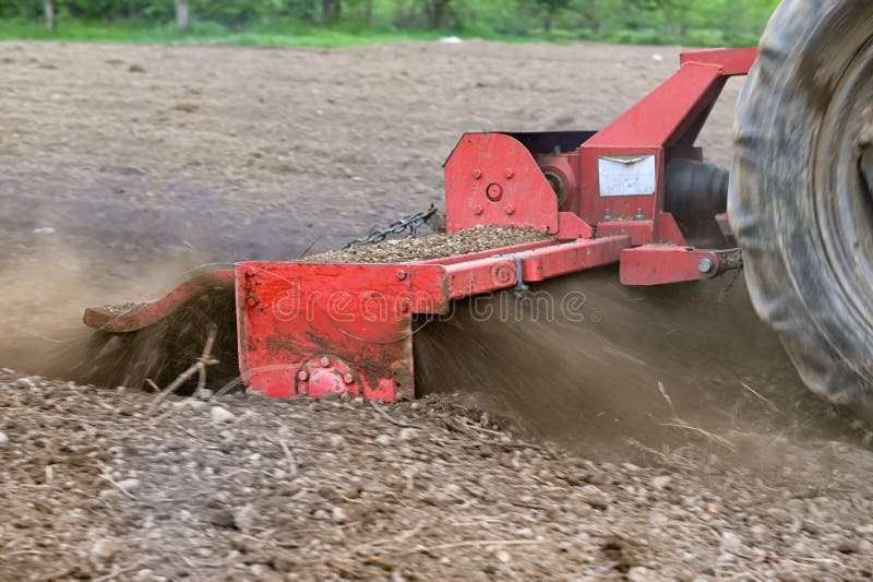 Preparing Soil Planting Using Tractor Rotary Tiller Cultivator Stock ...
