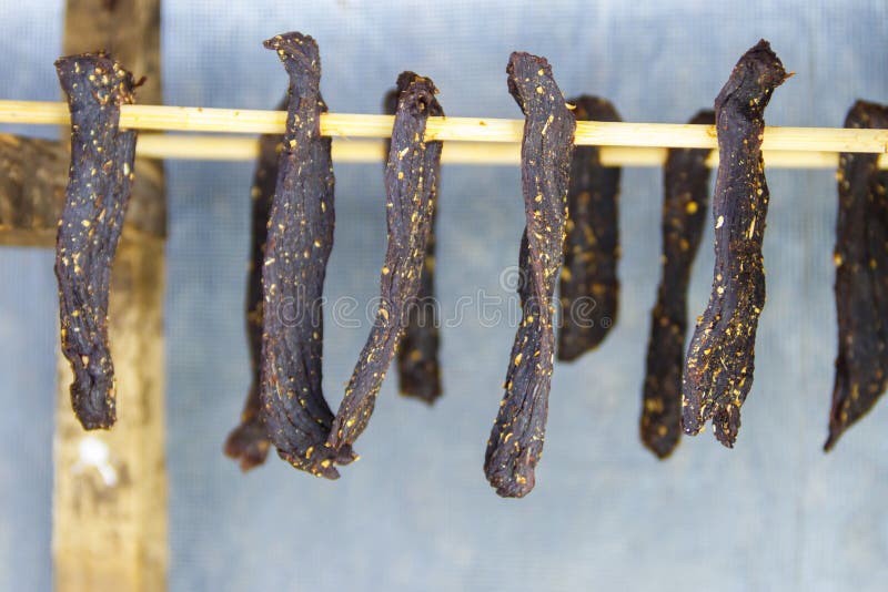 Preparing of South African Dried Meat or Biltong Stock Photo - Image of ...