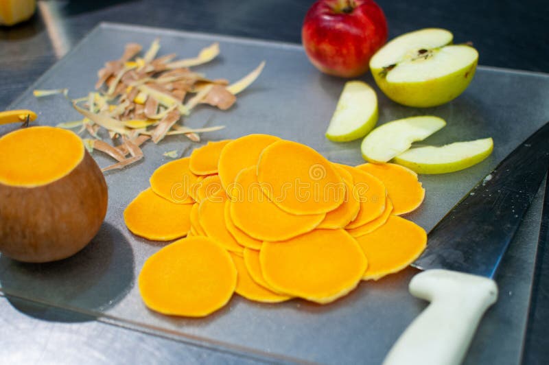 Preparing Squash and Apples from the Farmer S Market Stock Image ...