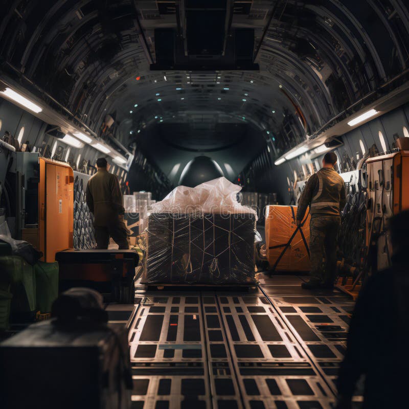 Preparing for Takeoff: Loading Cargo Onto the Airplane.generative Ai ...