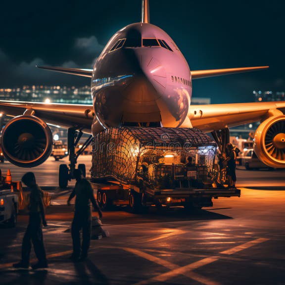 Preparing for Takeoff: Loading Cargo Onto the Airplane.generative Ai ...