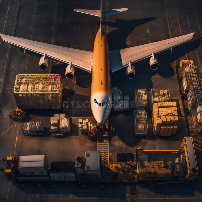 Preparing for Takeoff: Loading Cargo Onto the Airplane.generative Ai ...