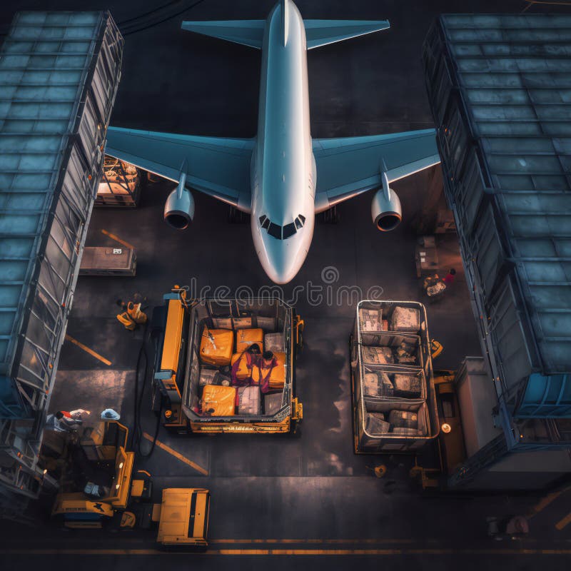 Preparing for Takeoff: Loading Cargo Onto the Airplane.generative Ai ...