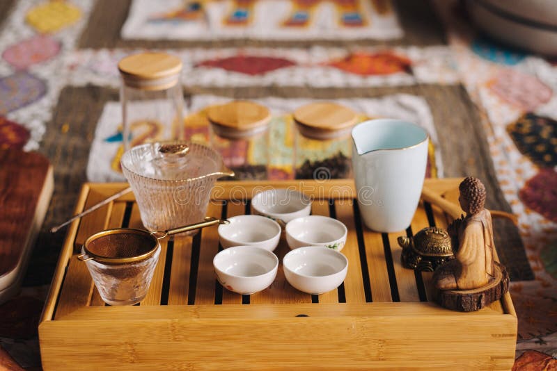 Preparing for a Tea Ceremony with a Large Company Stock Photo - Image ...