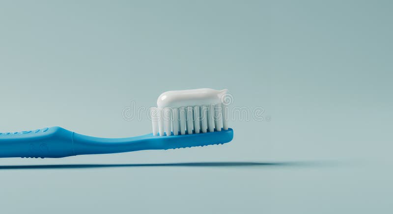 Preparing To Brush Teeth Blue Toothbrush with Toothpaste Closeup Stock ...