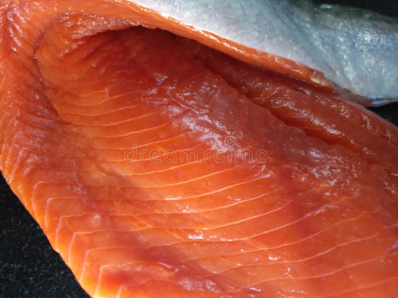 Close Up of an Uncooked Atlantic Salmon Slice Stock Photo - Image of ...