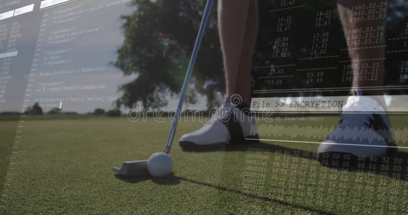 Preparing To Putt, Golfer with Animation Overlay of Encryption Data on ...