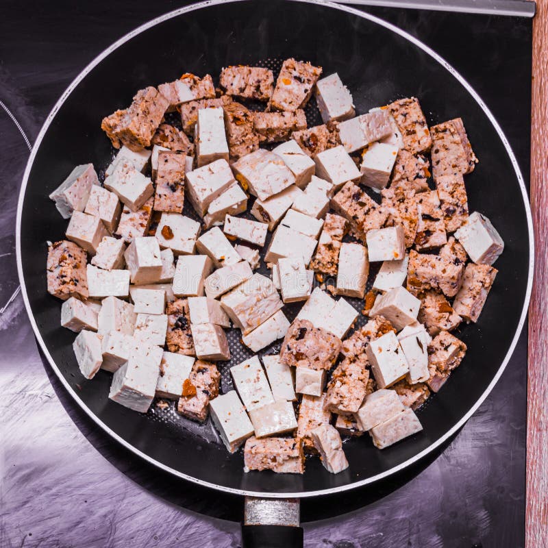 Preparing Tofu Mix To Fry in the Pan Stock Image - Image of cookery ...
