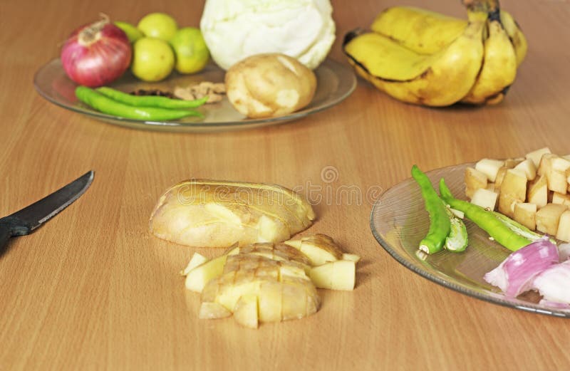 Preparing Vegetables for Indian Curry Stock Image - Image of glass ...