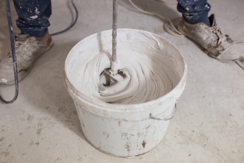 Leveling the Walls with White Putty Stock Photo - Image of process ...