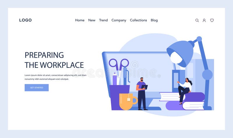 Preparing the Workplace Concept. Employees Gear Up with Essential ...