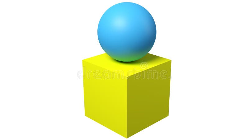 Preposition the Ball is on the Box 3D Rendering Stock Illustration ...