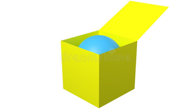 Preposition the Ball is in the Box 3D Rendering Stock Illustration ...