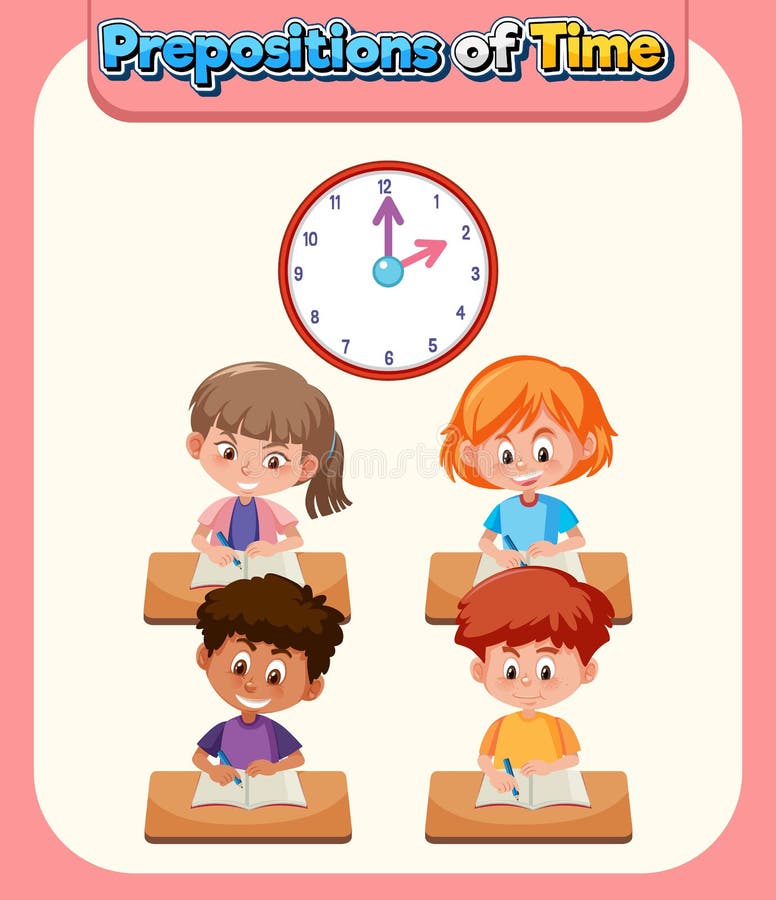 Preposition of Time Poster Design Stock Vector - Illustration of boys ...