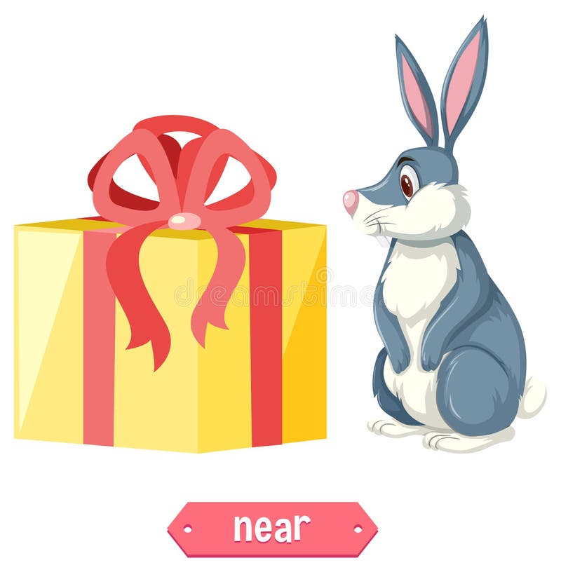 Preposition Wordcard Design with Rabbit Near Box Stock Vector ...