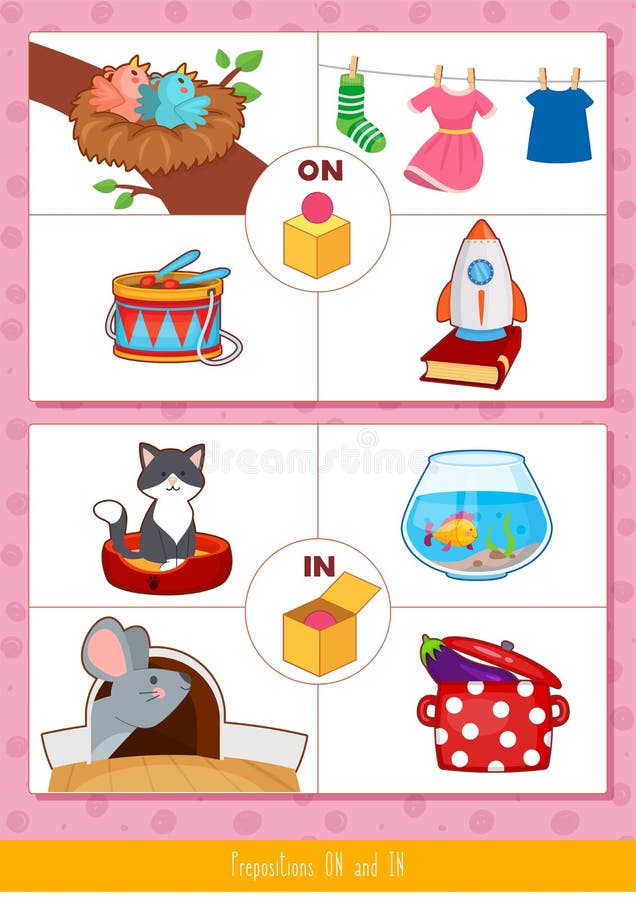 English Prepositions of Place Visual Aid for Children. Cute Cat ...