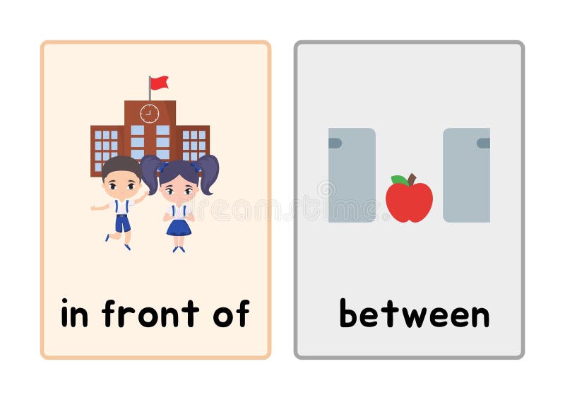 Prepositions Flashcard - 4 stock illustration. Illustration of play ...