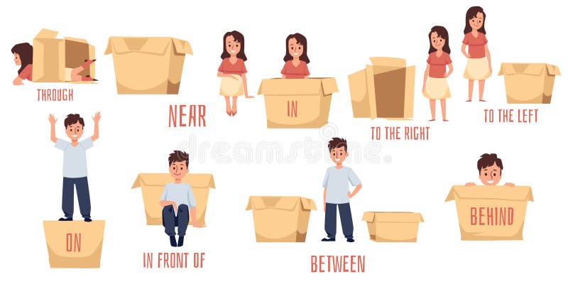 Prepositions of Place, Colorful Cartoon Stock Vector - Illustration of ...