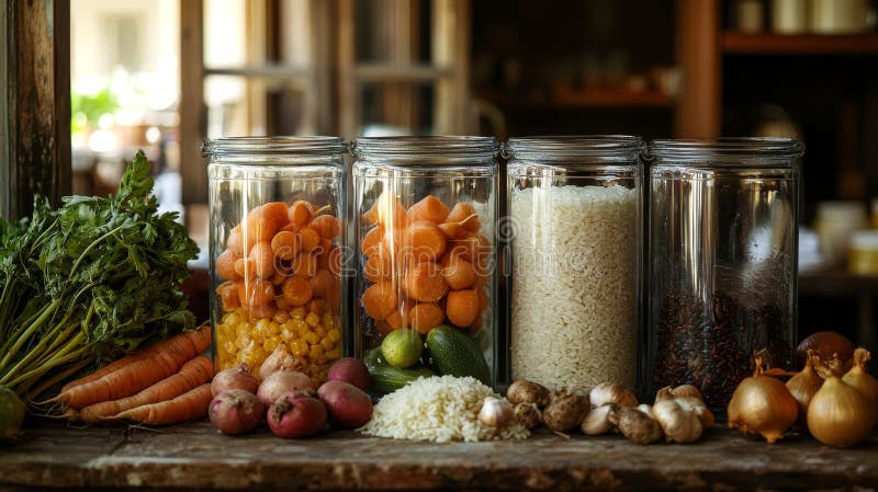 Prepped Vegetables and Grains in Containers, Ideal for Meal Planning ...