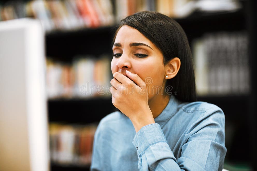 Prepping for Finals is Hard Work. a University Student Yawning while ...