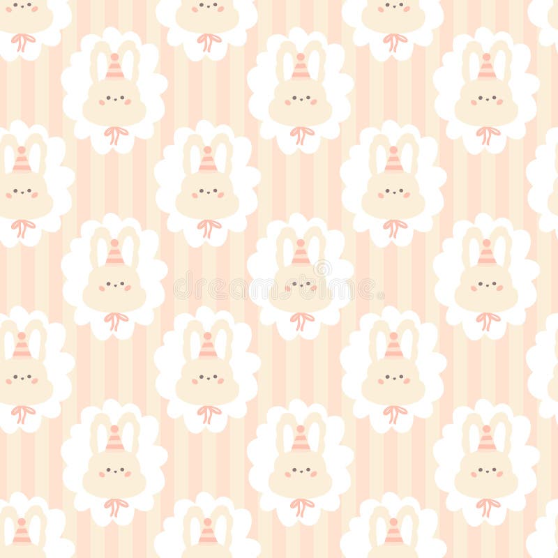 Preppy Birthday Hare Rabbit in a Cone Cap As Part of a Seamless Pattern ...