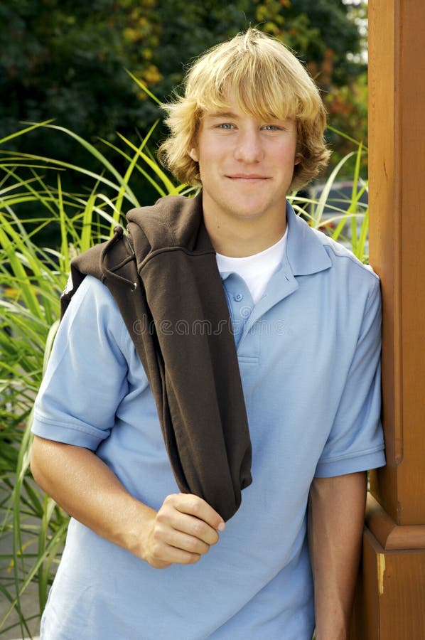 Preppy Portrait stock image. Image of blonde, blue, brick - 2323079