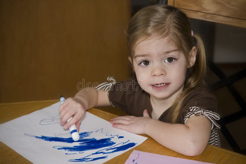 Preschool Child drawing stock photo. Image of focus, marker - 8458694