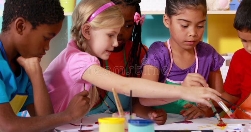 Preschool Class Drawing at Table in Classroom Stock Footage - Video of ...