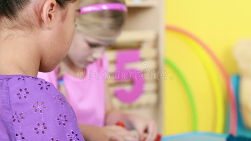 Preschool Class Playing with Childs Play Clay Stock Video - Video of ...