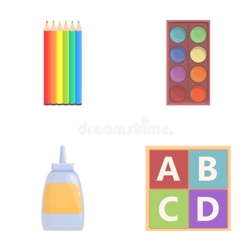 Preschool Education Icons Set Cartoon Vector. Early Learning ...