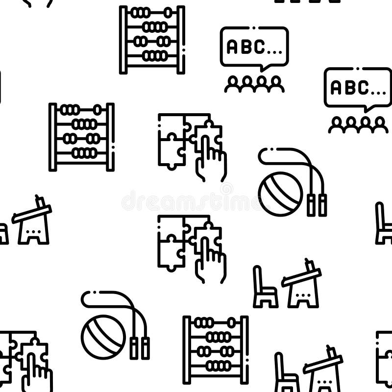 Preschool Education Seamless Pattern Vector Stock Vector - Illustration ...