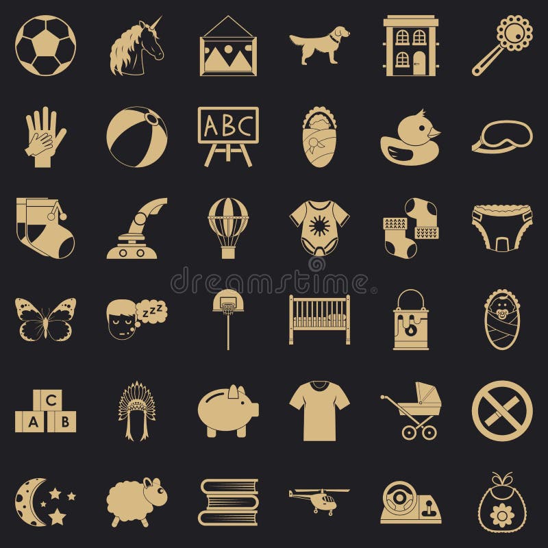 Preschool Establishment Icons Set, Simple Style Stock Vector ...