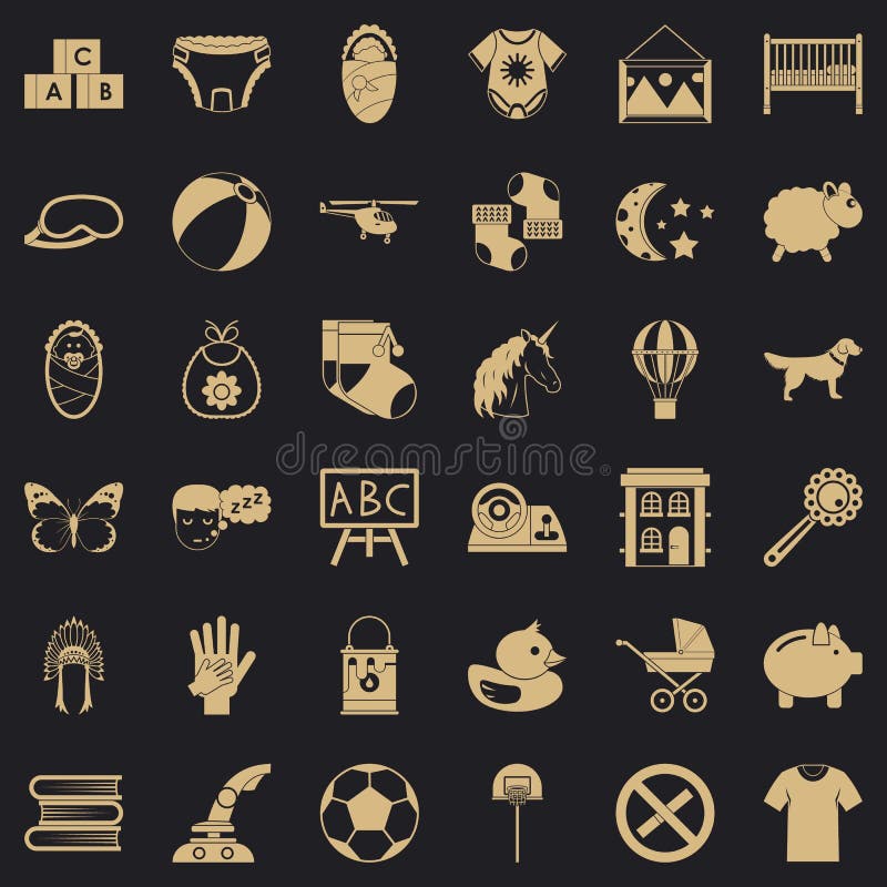 Preschool Institution Icons Set, Simple Style Stock Vector ...