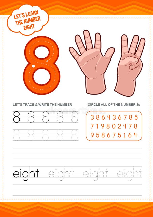 Preschool Learning Number Eight Worksheet Stock Illustration ... Preschool Learning Number Eight Worksheet Stock Illustration ...