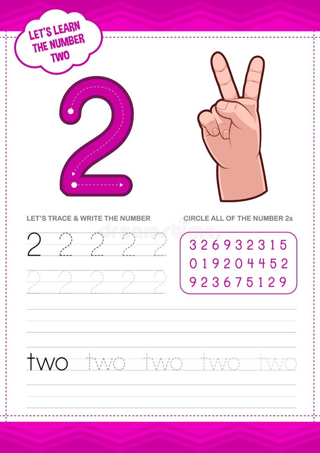 Preschool Learning Number Two Worksheet Stock Illustration ... Preschool Learning Number Two Worksheet Stock Illustration ...