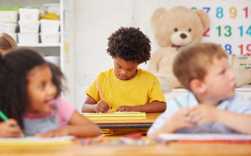 Preschool, Students and Child with Writing for Education, Cognitive ...