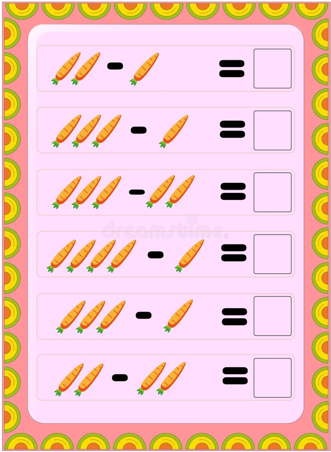 Preschool and Toddler Math with Carrot Design Stock Illustration ...