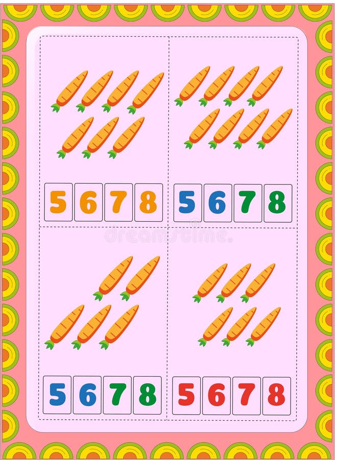 Preschool and Toddler Math with Carrot Design Stock Illustration ...