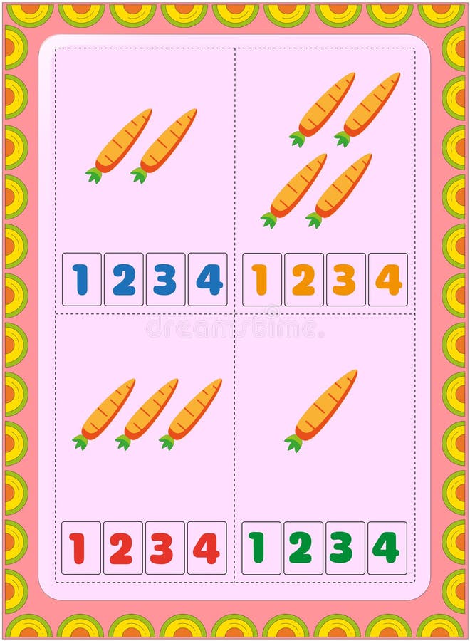 Preschool and Toddler Math with Carrot Design Stock Illustration ...