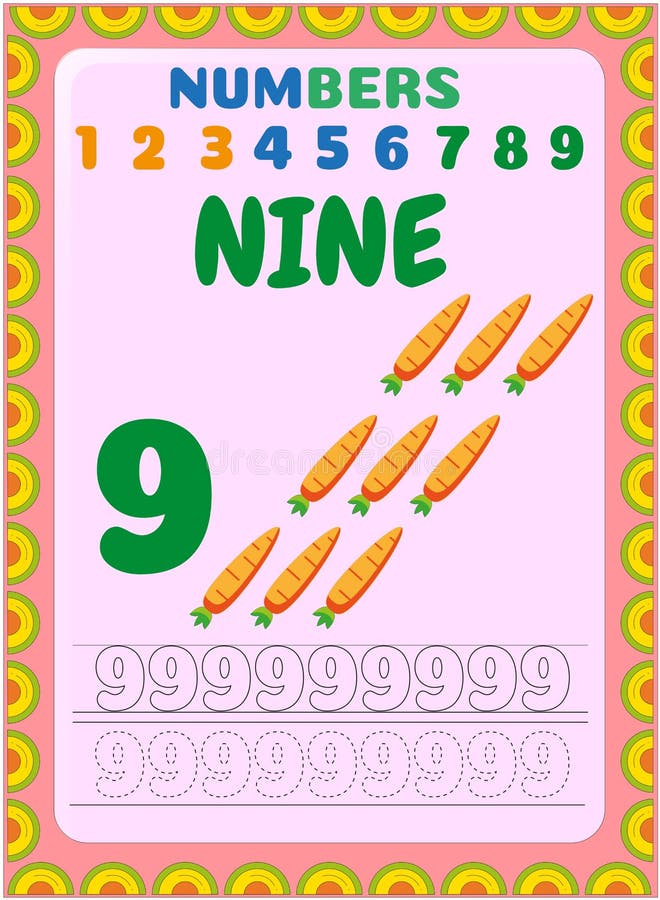 Preschool and Toddler Math with Carrot Design Stock Illustration ...