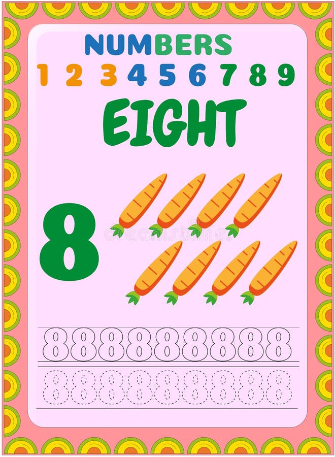 Preschool and Toddler Math with Carrot Design Stock Illustration ...