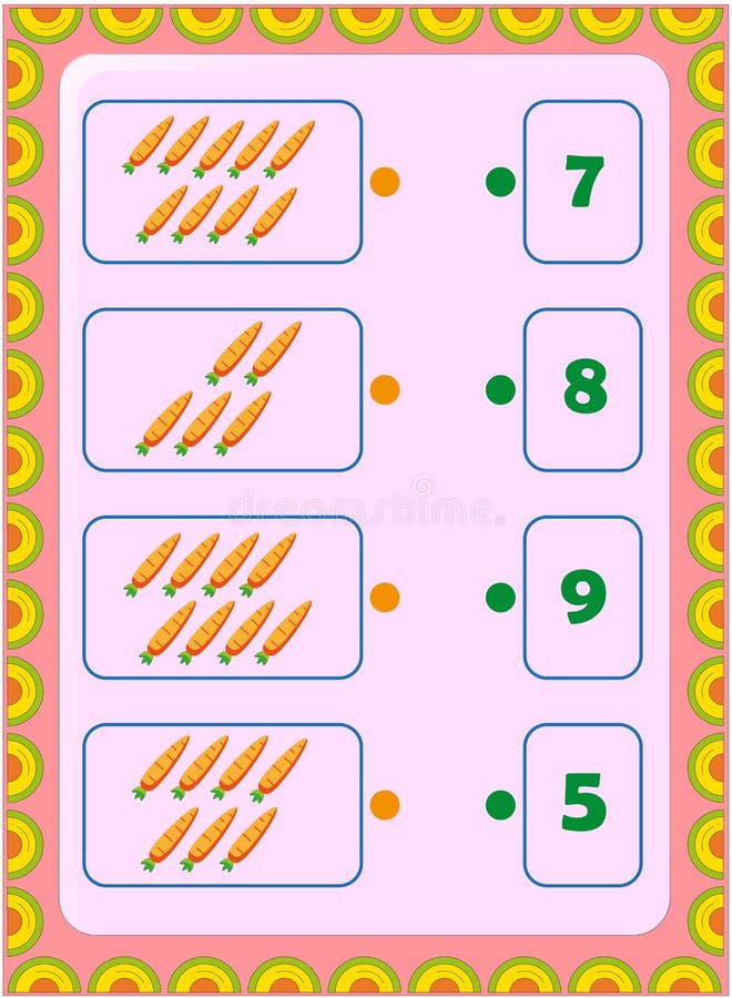 Preschool and Toddler Math with Carrot Design Stock Illustration ...
