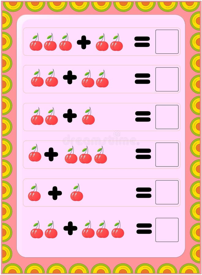 Preschool Toddler Math with Cherry Design Stock Vector - Illustration ...