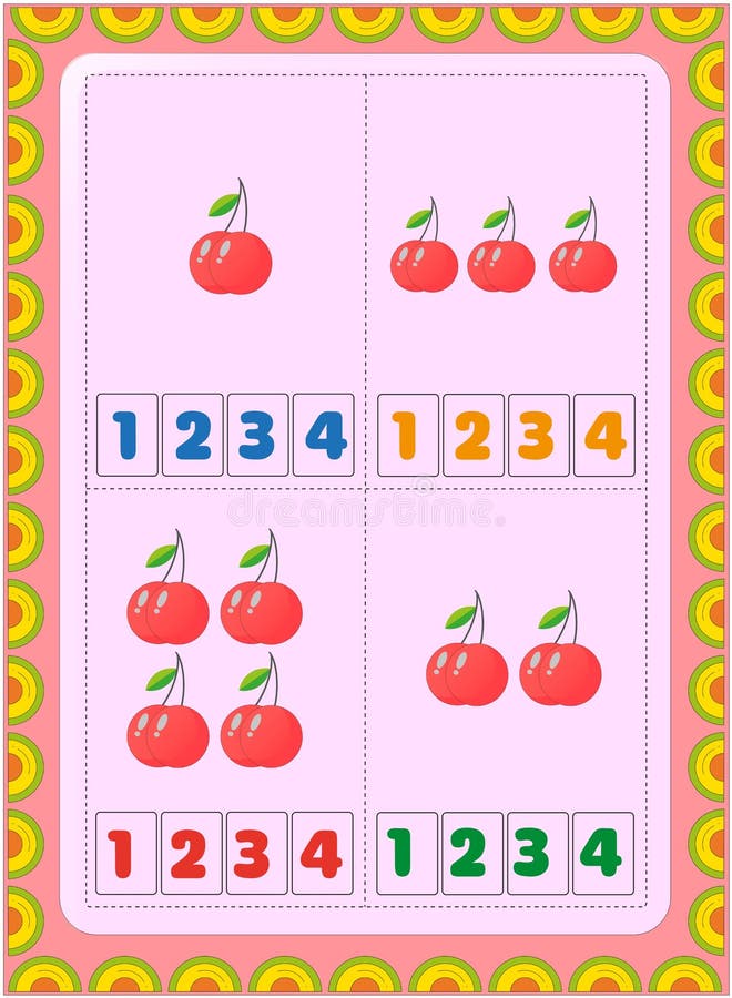Preschool Toddler Math with Cherry Design Stock Vector - Illustration ...